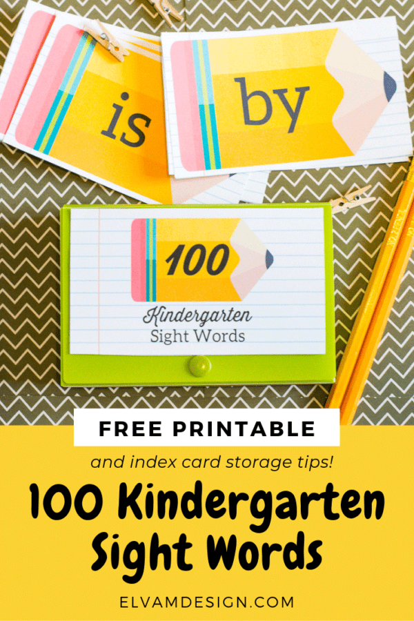 100 Kindergarten Sight Words Free Printable - Elva M Design Studio