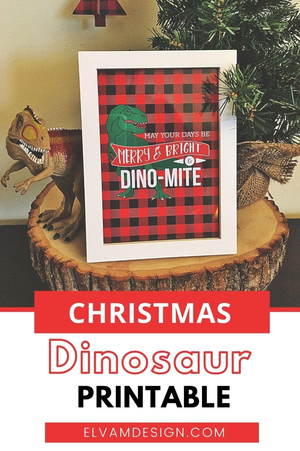 "Merry, Bright & Dino-Mite" - Dinosaur Holiday Printable - Elva M ...