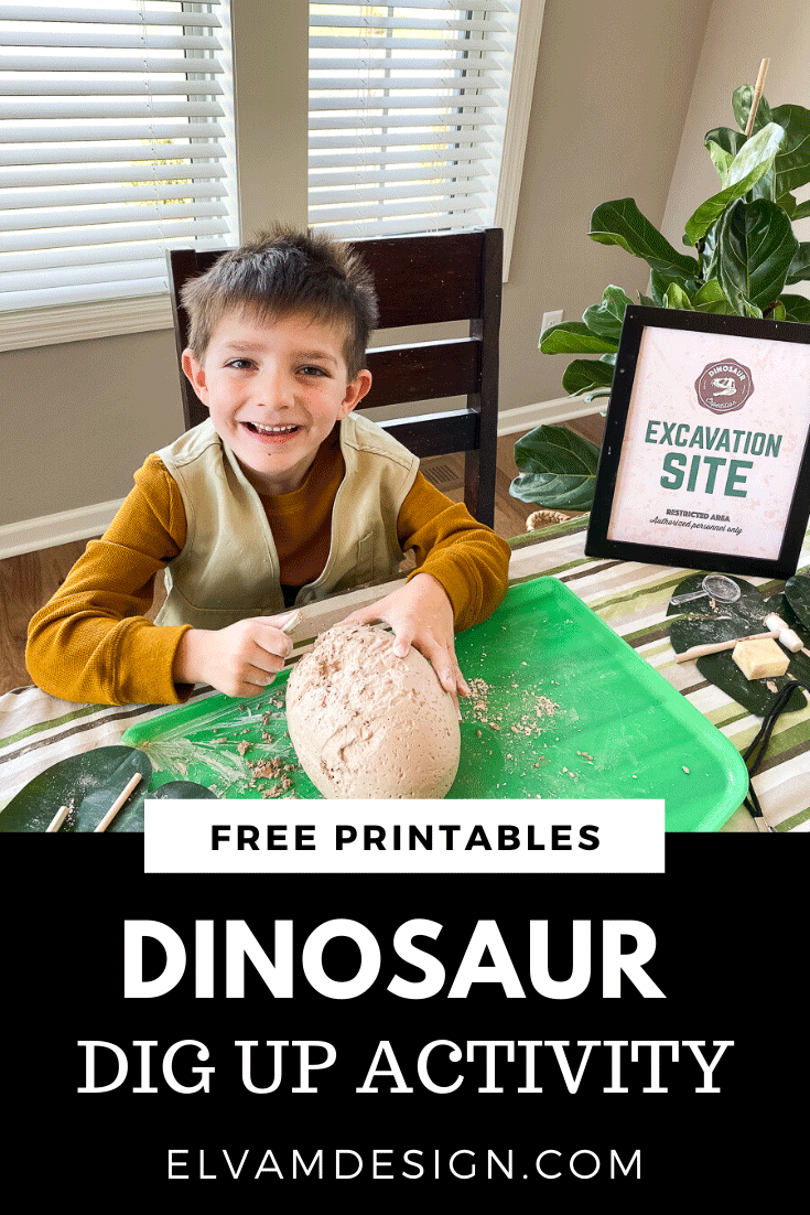 Dinosaur Dig Up Activity with Free Printables - Elva M Design Studio
