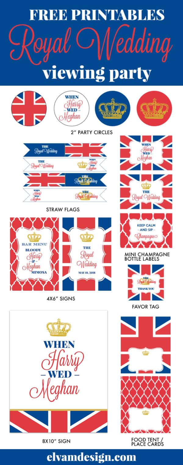 Free Royal Wedding Viewing Party Printables - Elva M Design Studio