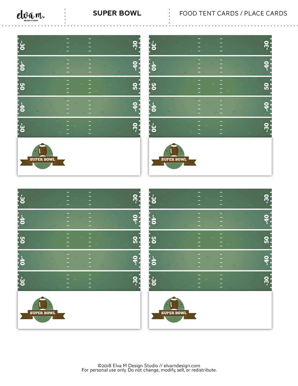 Free Super Bowl Printables - Elva M Design Studio
