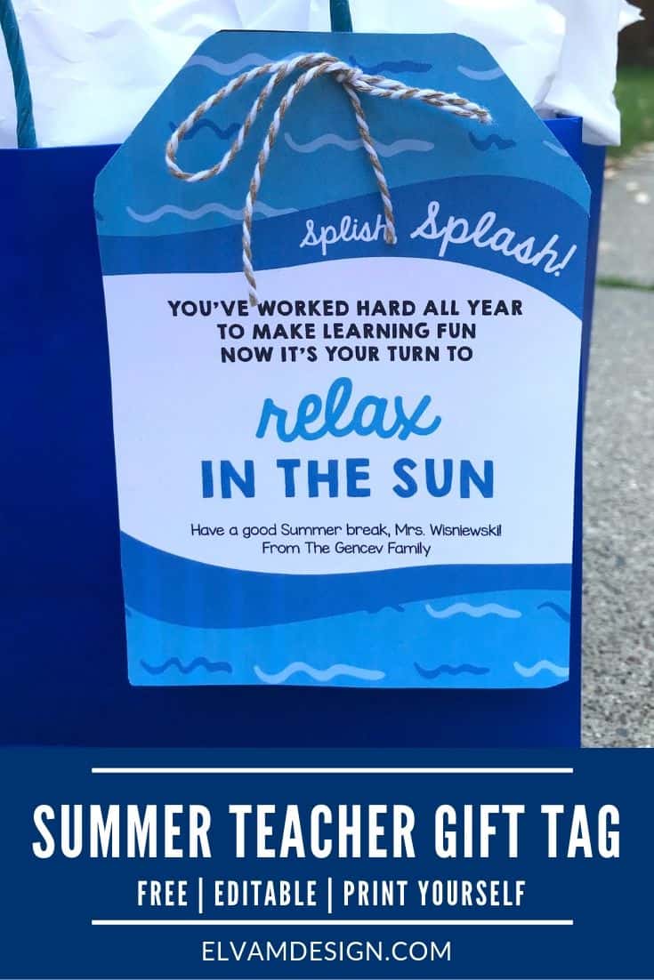 Free Summer Gift Tag for Teachers - Elva M Design Studio