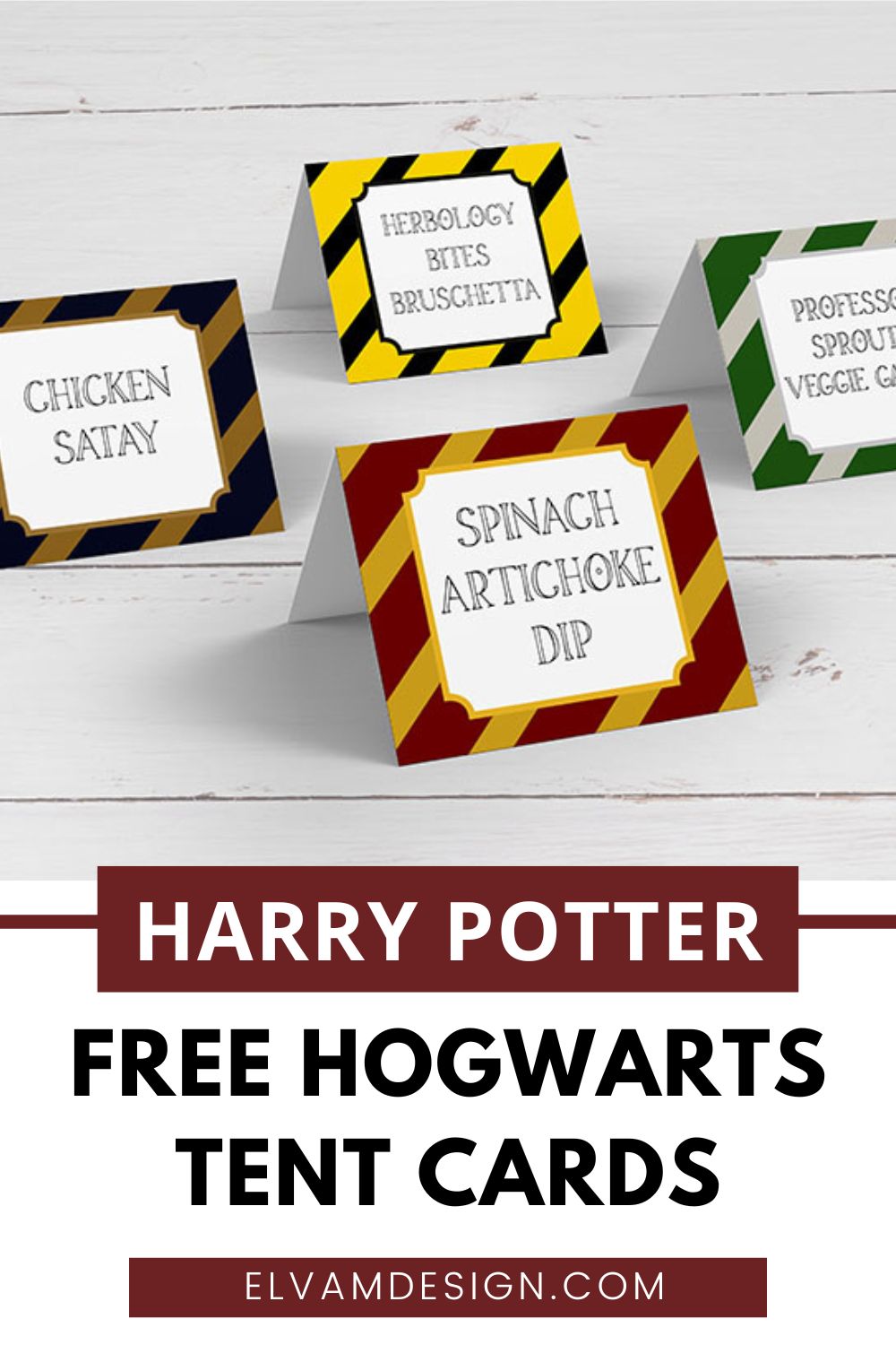 Free Harry Potter Hogwarts House Food Tent Cards - Elva M Design Studio