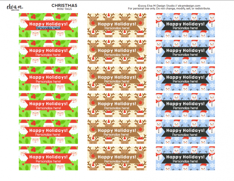Free Mini Holiday Gift Tags - Elva M Design Studio