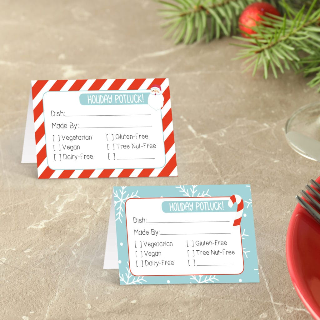 Holiday Potluck Food Tent Cards - Elva M Design Studio