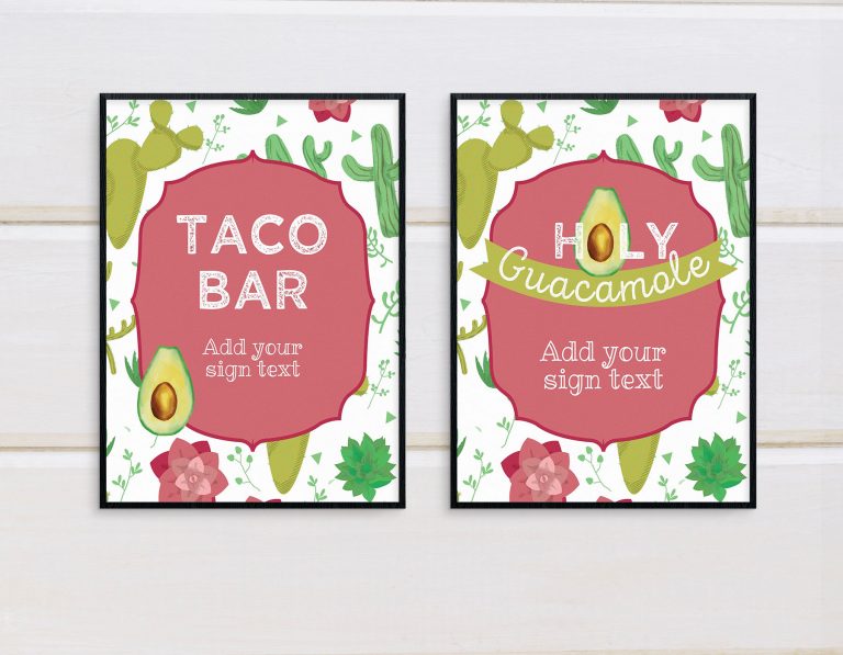 Holy Guacamole Party Signs (8x10") - Elva M Design Studio