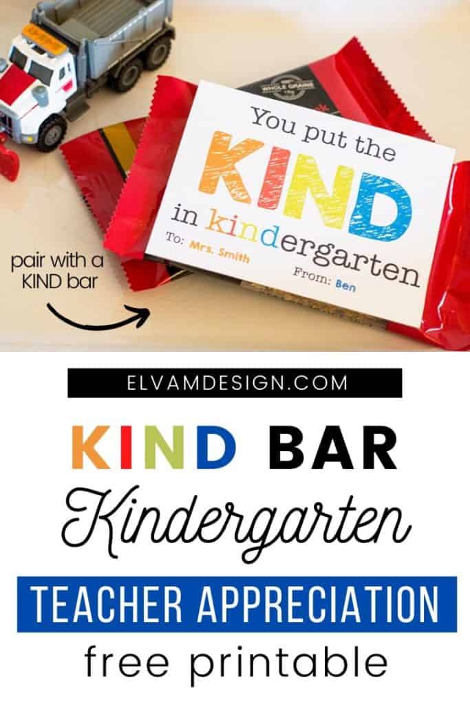 Free Kindergarten Teacher Appreciation Gift Tag - Elva M Design Studio