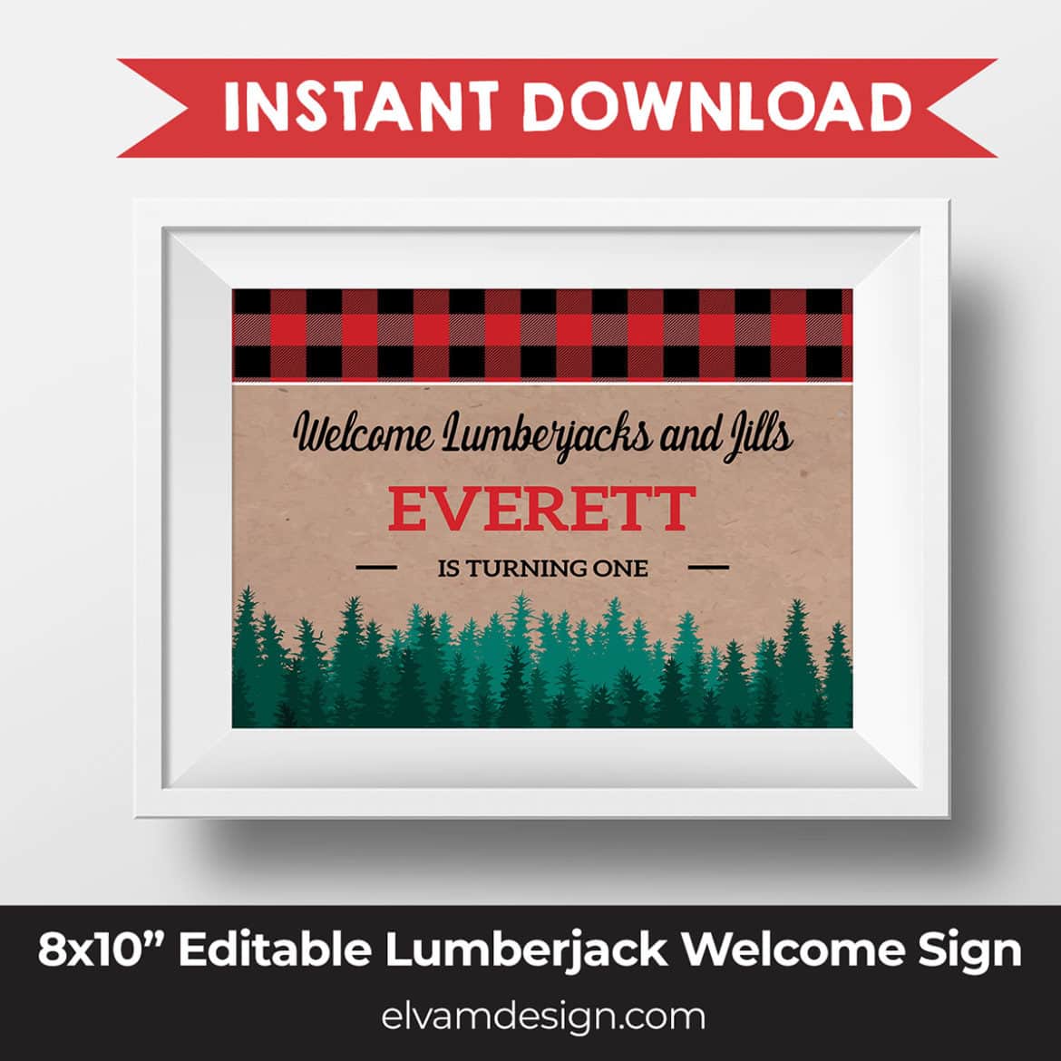 Lumberjack 8x10" Party Signs - Elva M Design Studio