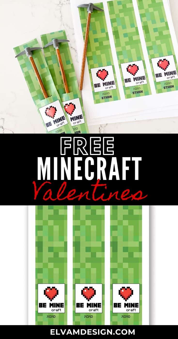 Free Printable Minecraft Valentine's Day Card - Elva M Design Studio