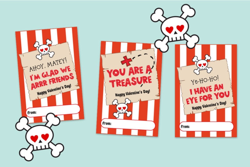 Printable Pirate Valentine's Day Cards - Elva M Design Studio
