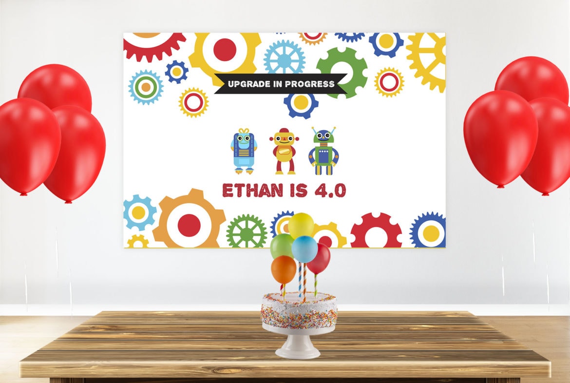 Robot Party Backdrop - Elva M Design Studio