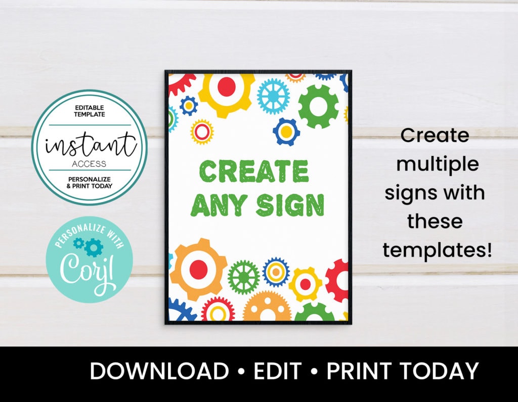 Robot 8x10" Party Signs - Elva M Design Studio