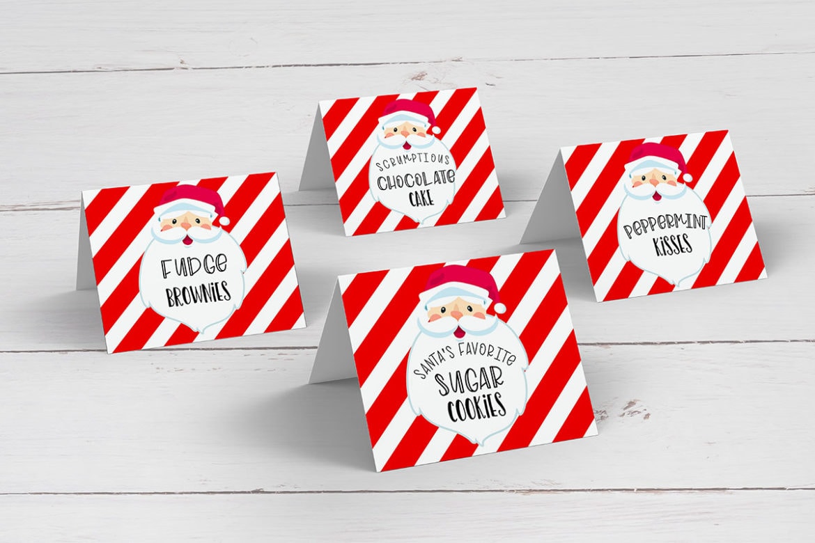 Santa Christmas Tent Cards - Editable - Elva M Design Studio