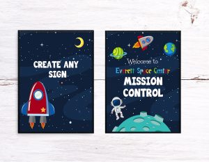 Space Birthday 8x10" Sign Template - Elva M Design Studio