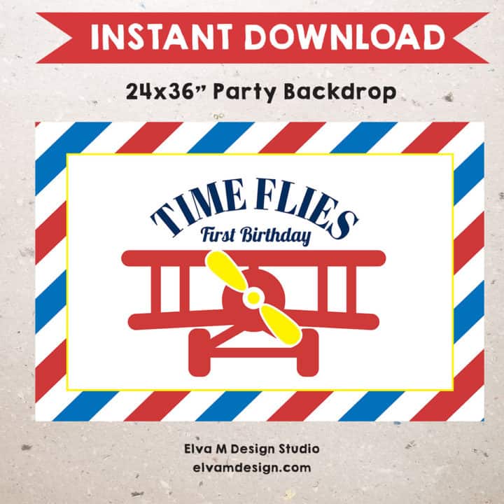 Time Flies First Birthday Party Package - Elva M Design Studio